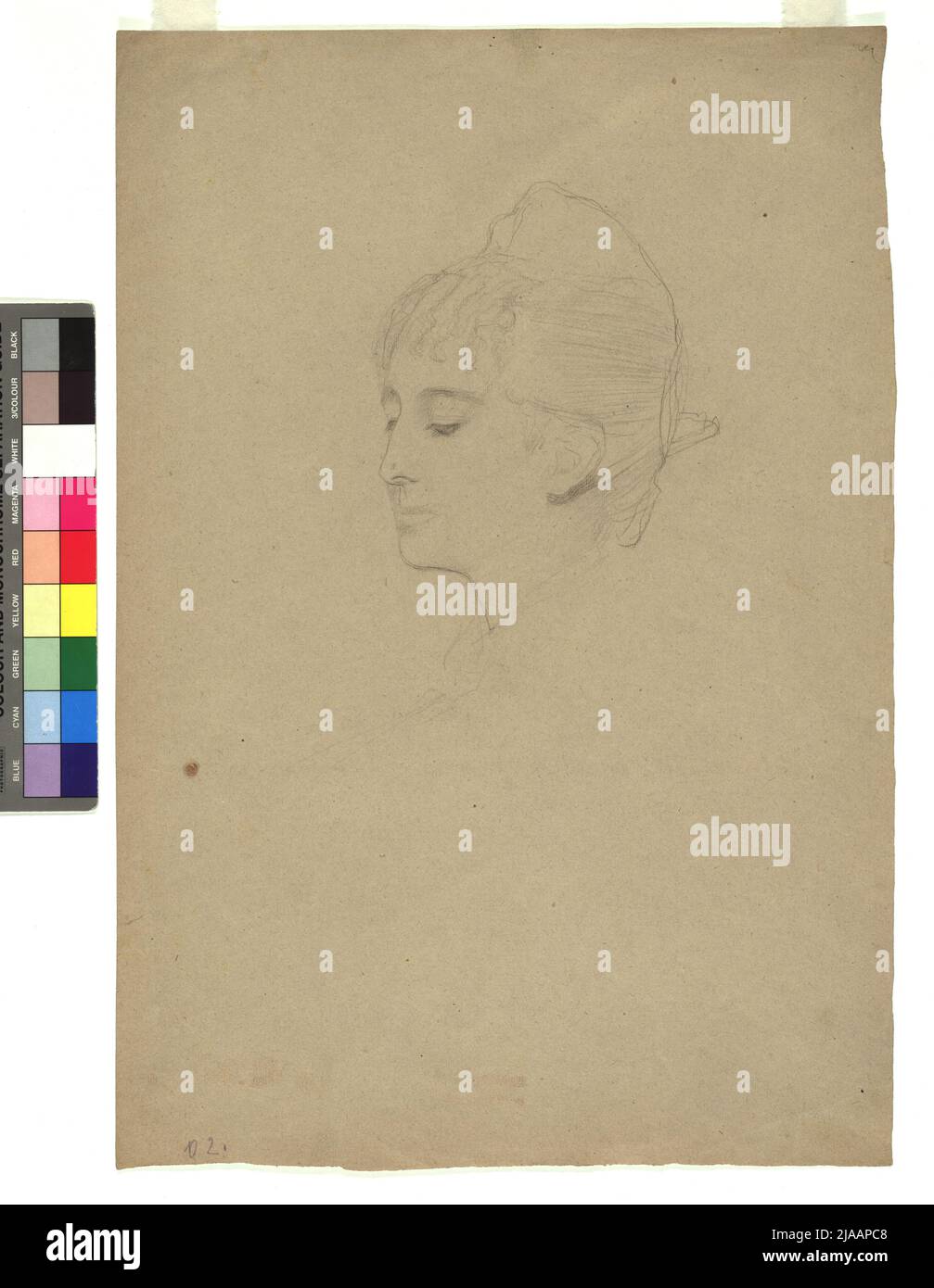 Frauenkopf to the left in a three -quarter profile. Gustav Klimt (1862 ...