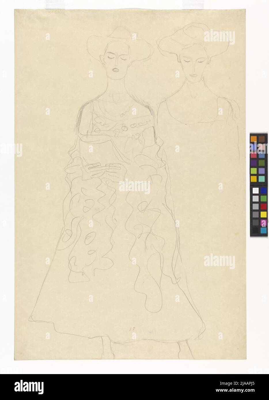 Two studies on a reader. Gustav Klimt (1862-1918), artist Stock Photo ...