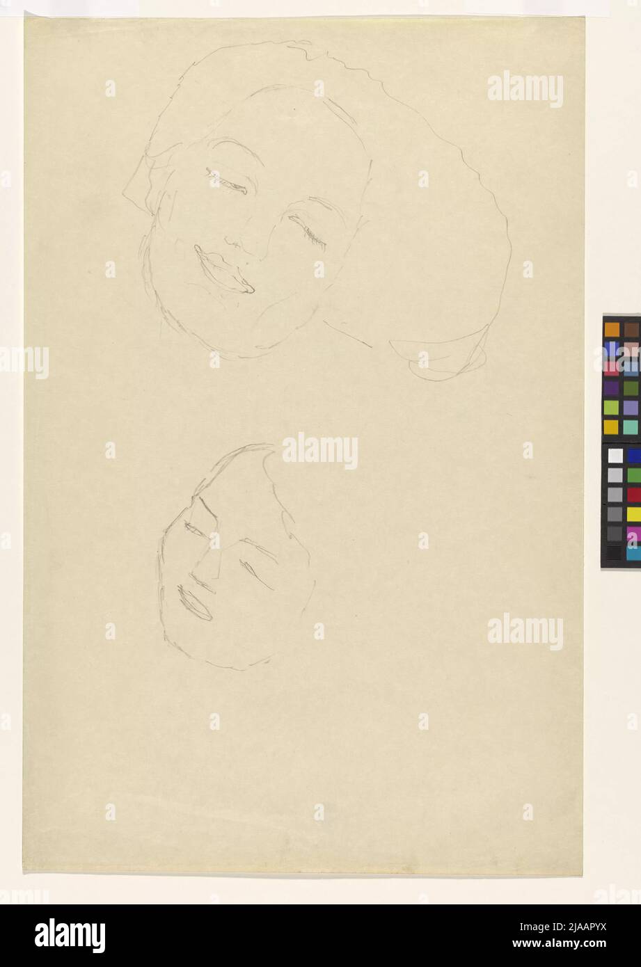 Two female head studies. Gustav Klimt (1862-1918), artist Stock Photo ...
