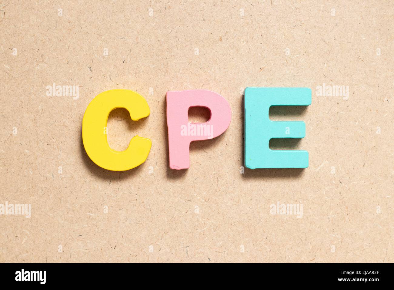 Color alphabet letter in word CPE (Abbreviation of Continuing ...