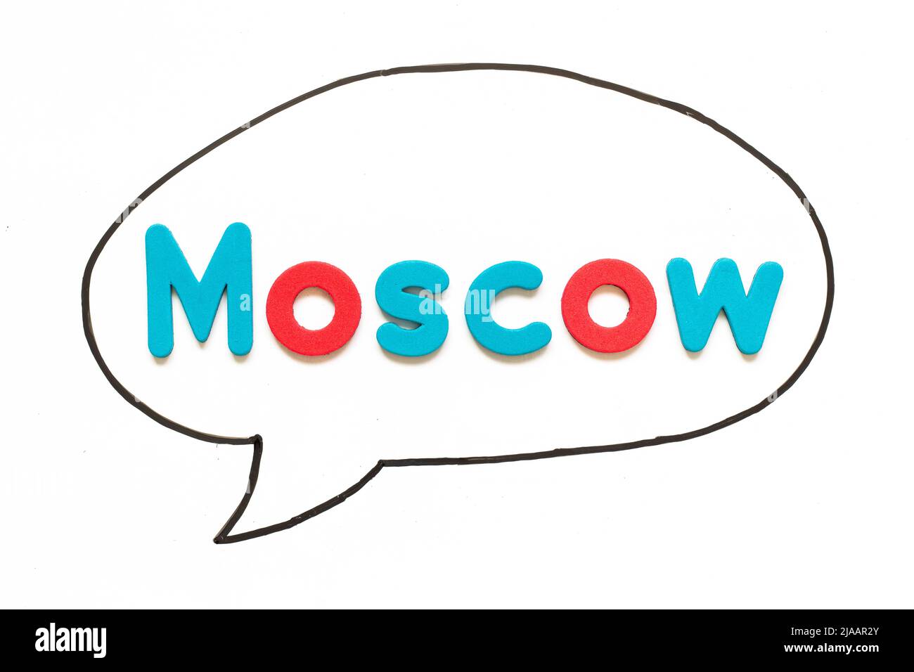 Alphabet letter with word moscow in black line hand drawing as bubble ...