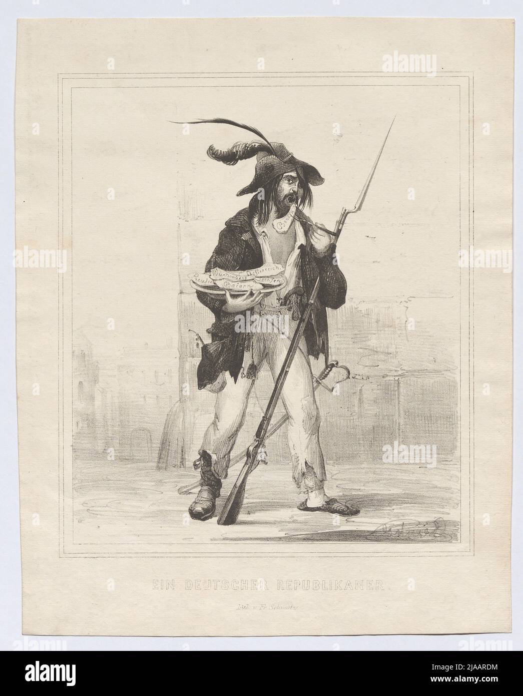 "A German Republican." (Cartoon). Franz Schmutz, Lithograph Stock Photo ...