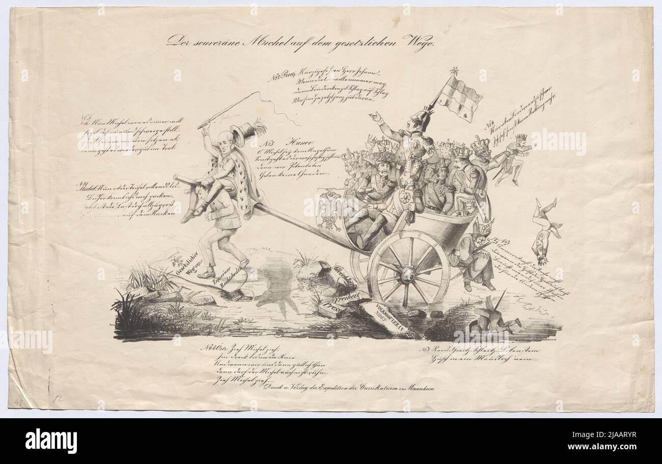 "The sovereign Michel on the legal way." (Caricature: The German Michel ...