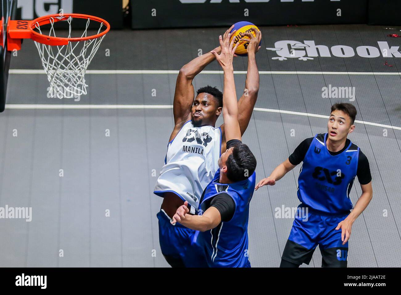 Paranaque City. 29th May, 2022. Henry Iloka (top) of Manila Chooks from ...