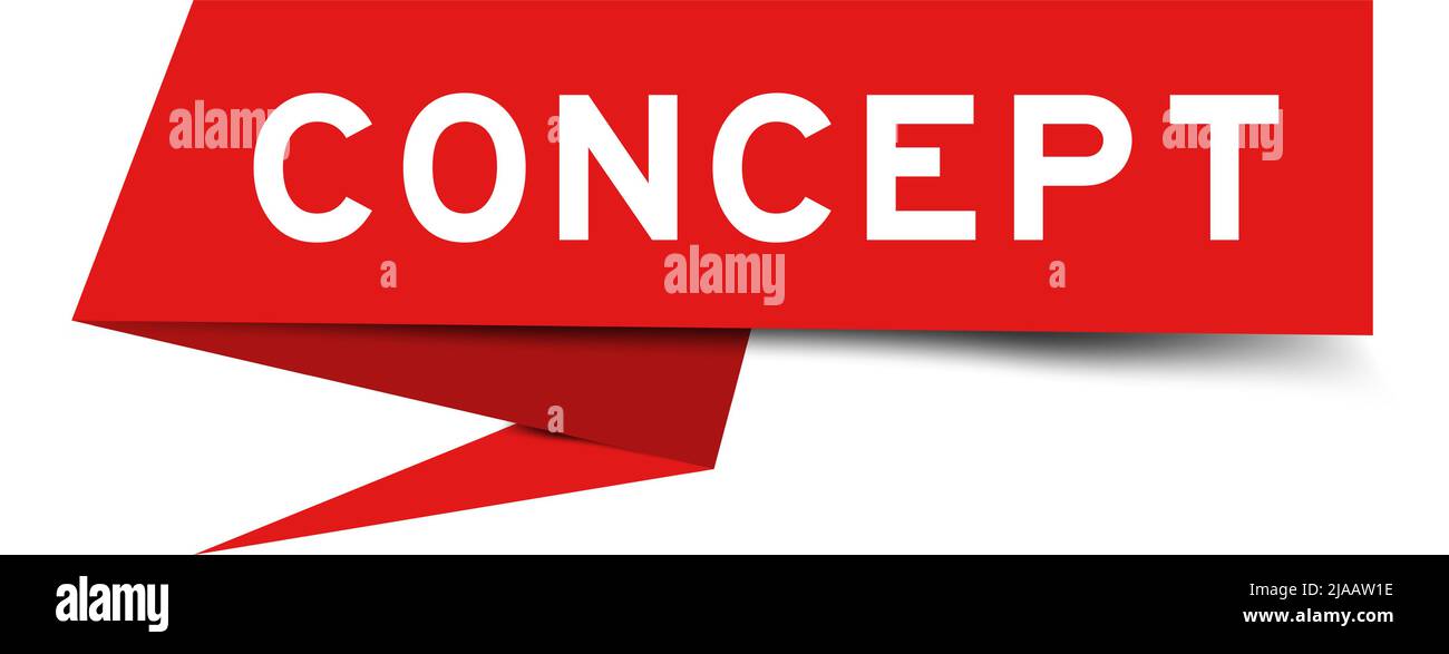 Red color paper speech banner with word concept on white background ...