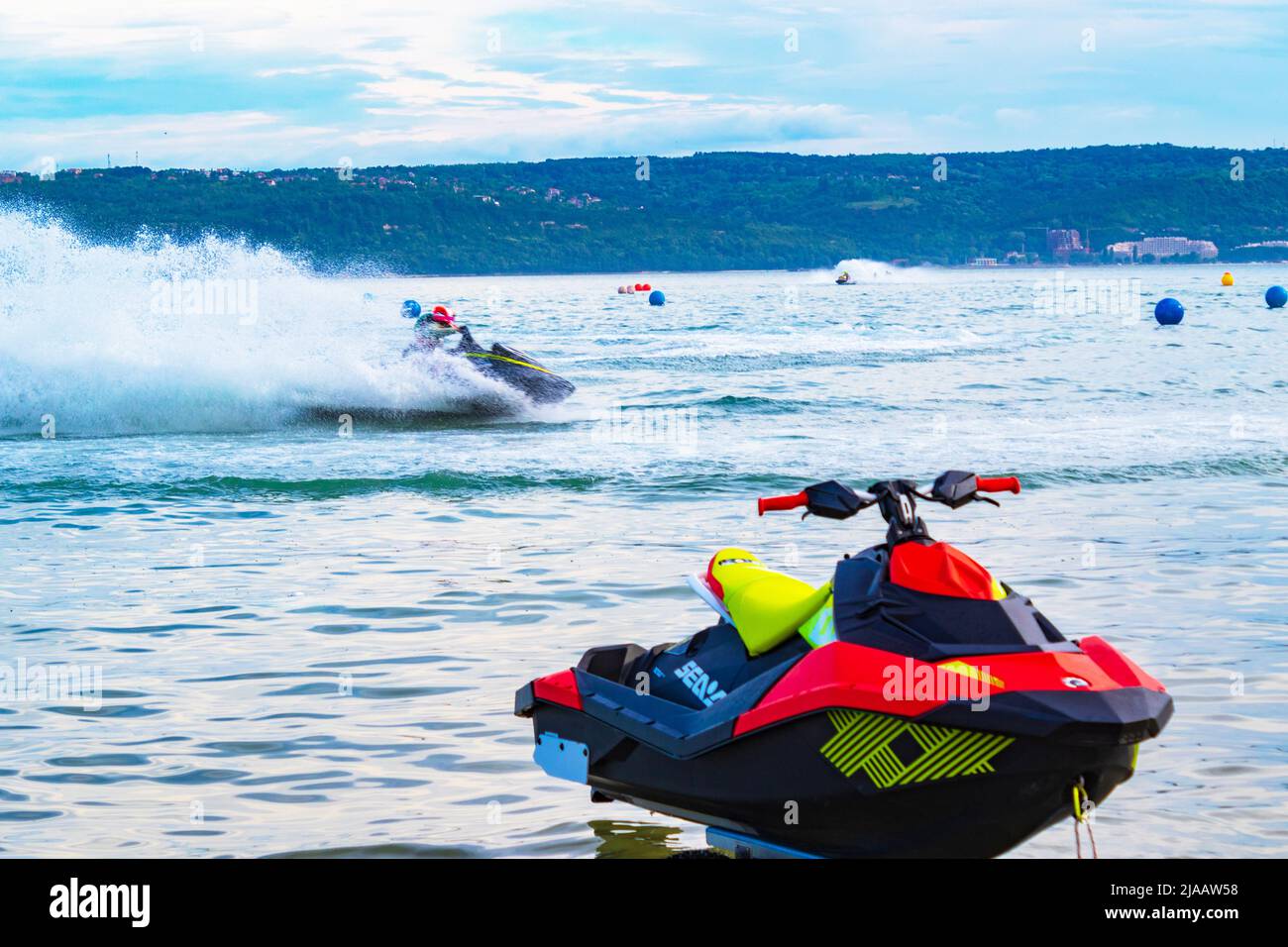 View of Balkan jet ski cup racing Varna beach,Bulgaria,June 2021 Stock ...