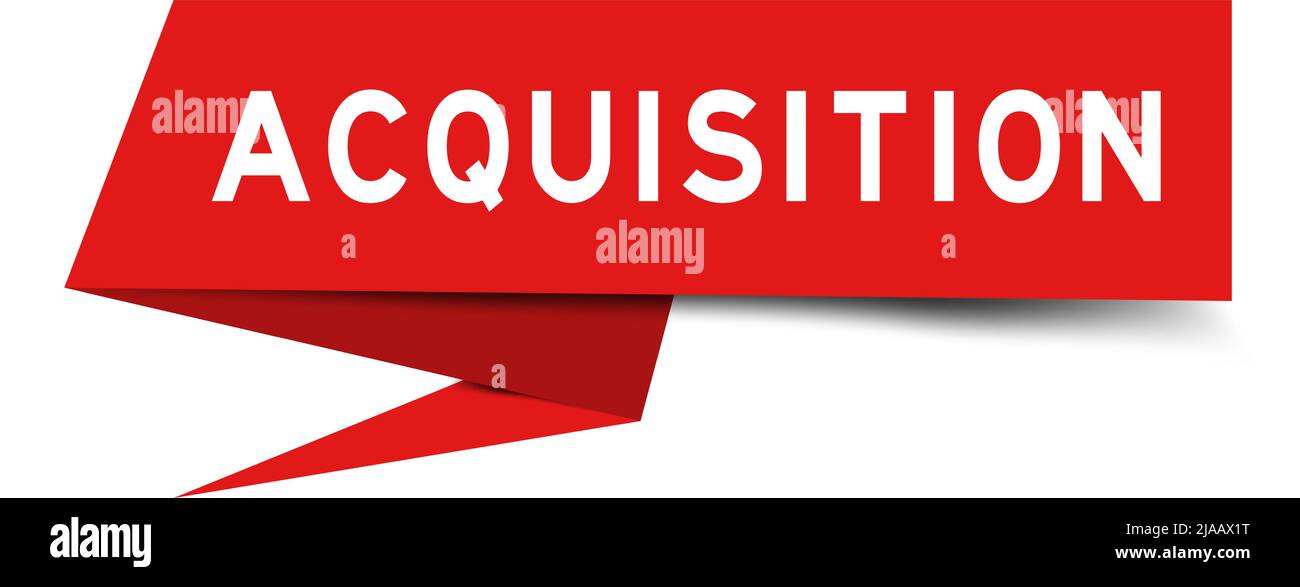 Red color speech banner with word acquisition on white background Stock ...