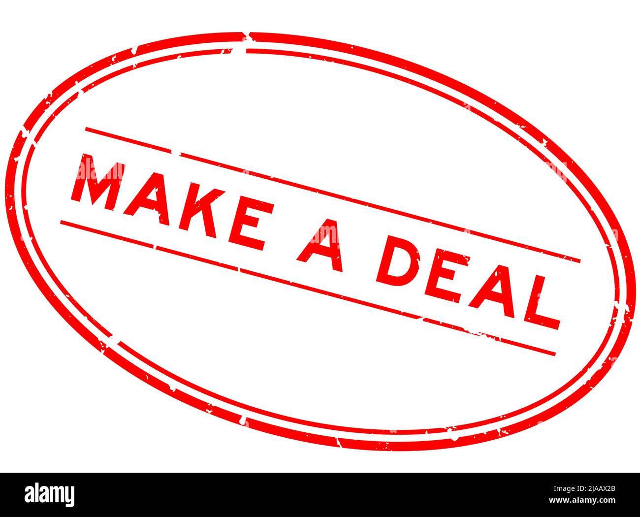 Grunge red make a deal word oval rubber seal stamp on white background ...