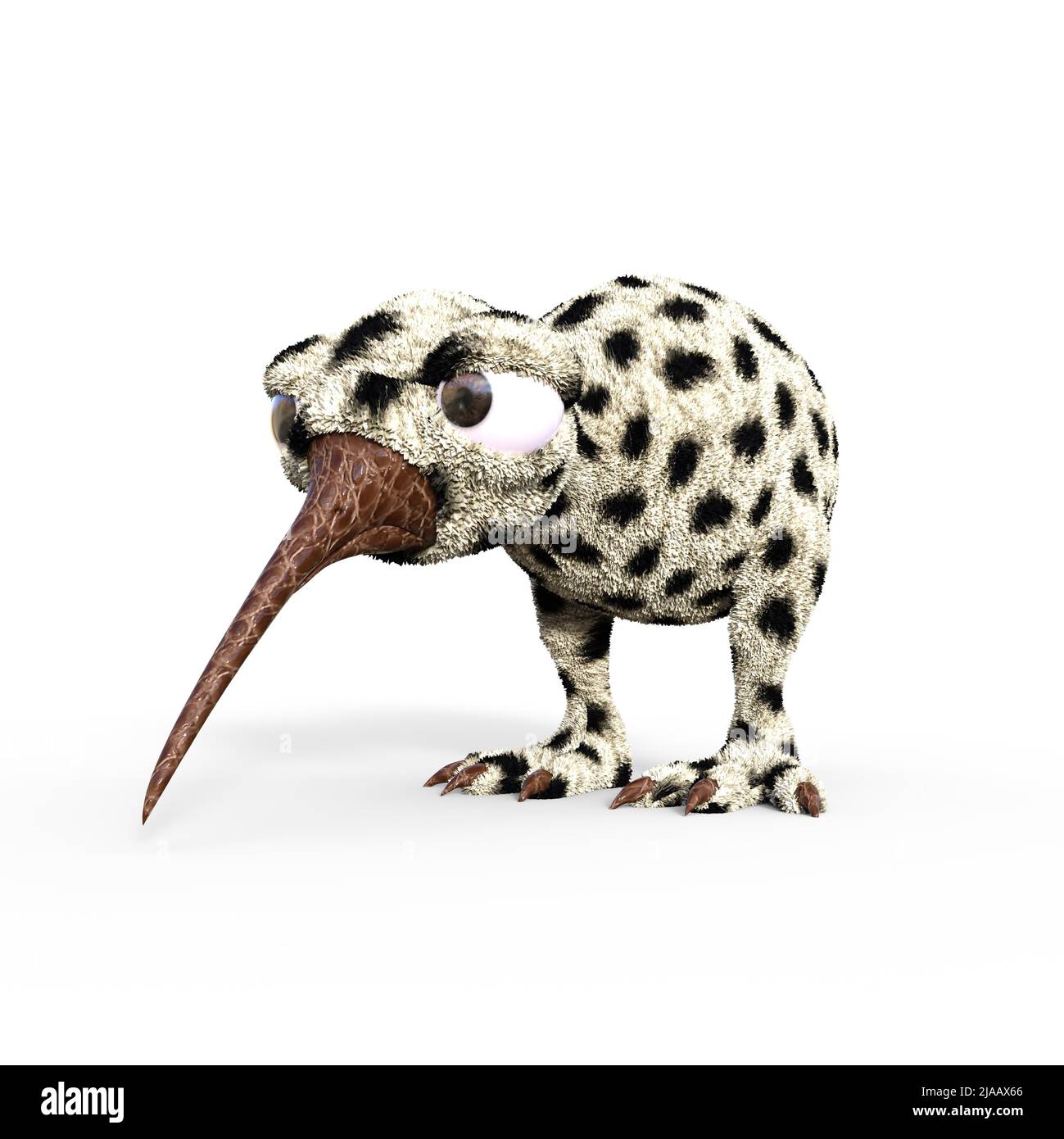 3D-illustration of a cute and funny cartoon kiwi with gepard fur Stock ...