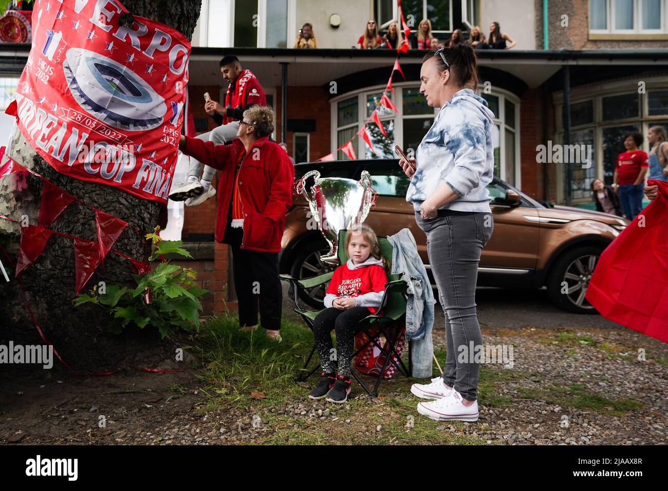 Liverpool fans on Queens Drive during the trophy parade in Liverpool ...