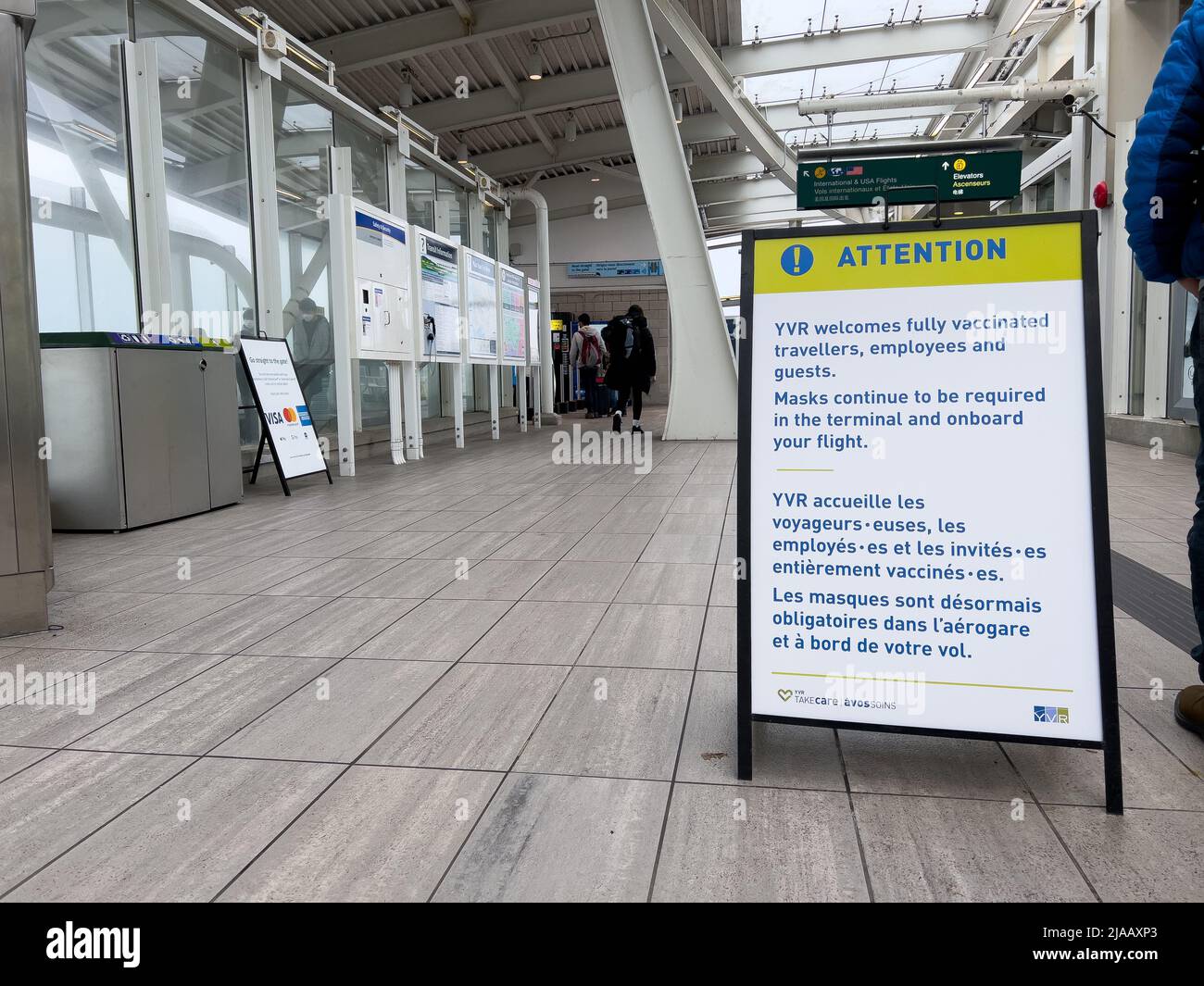 Vancouver, Canada - January 15,2022: View of sign YVR welcomes fully ...