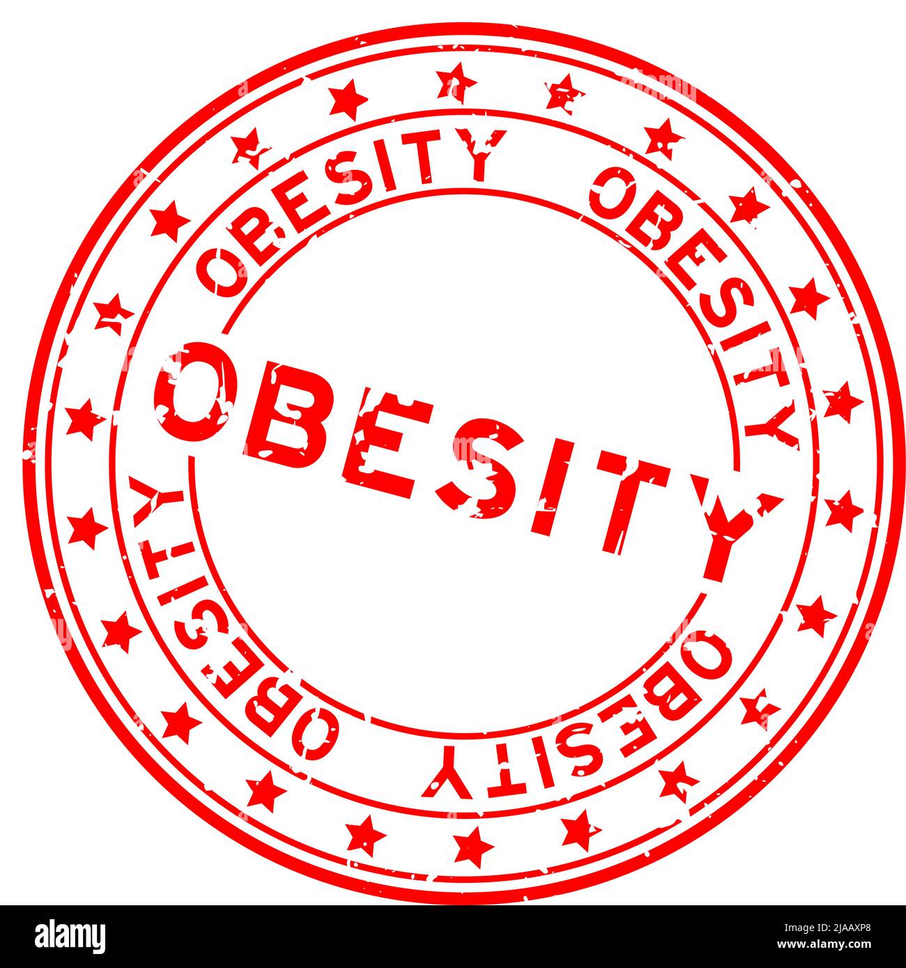 Grunge red obesity word with star icon round rubber seal stamp on white background Stock Vector ...