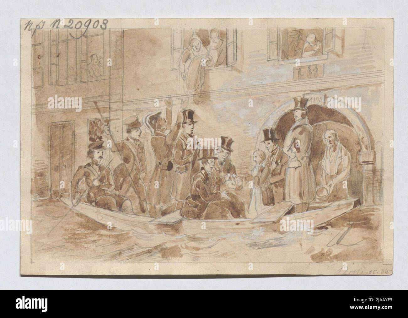Crown Prince Archduke Ferdinand in the flooded Rossau on March 2, 1830 ...