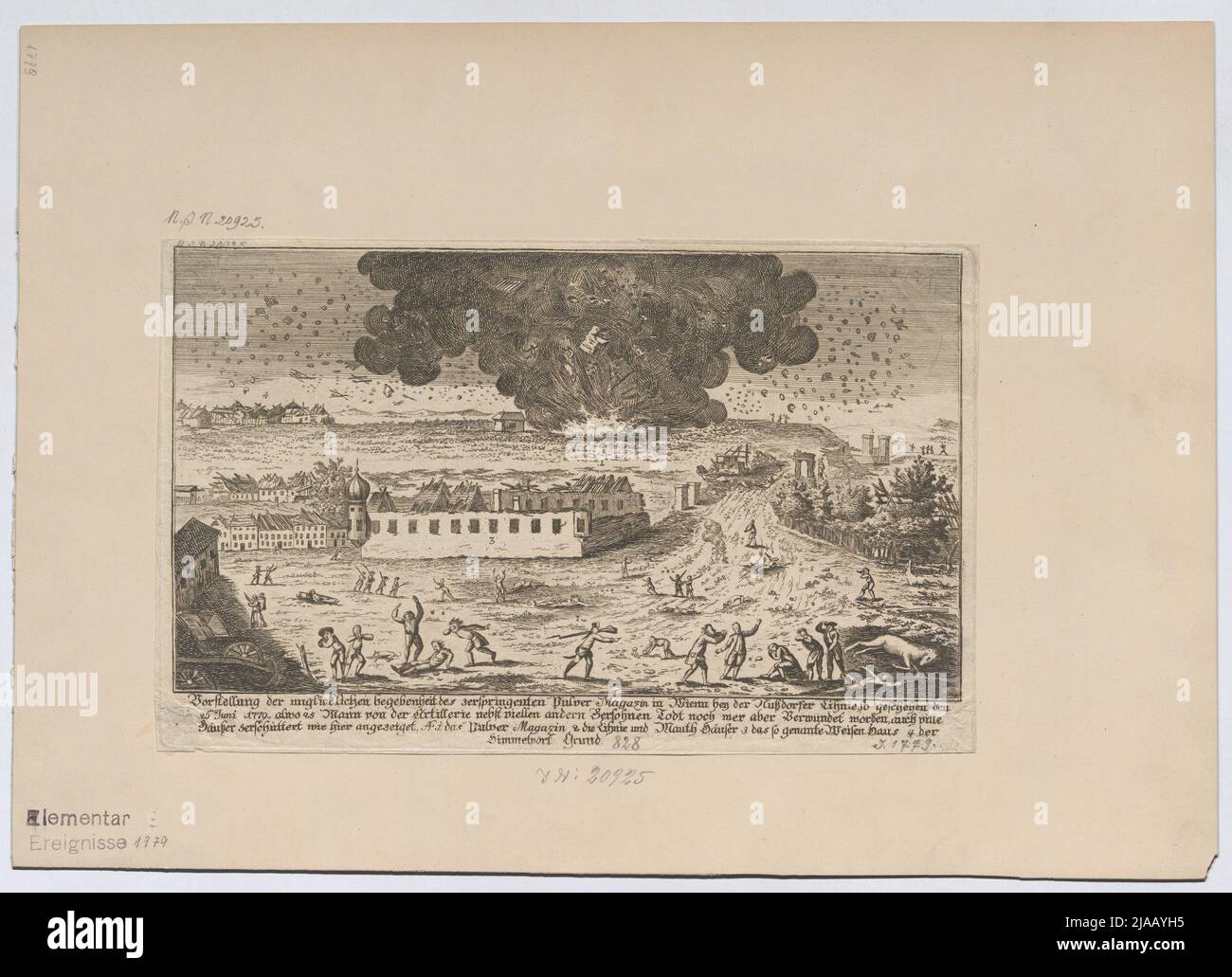 The explosion of the powder magazine on the Nussdorf line on June 26 ...