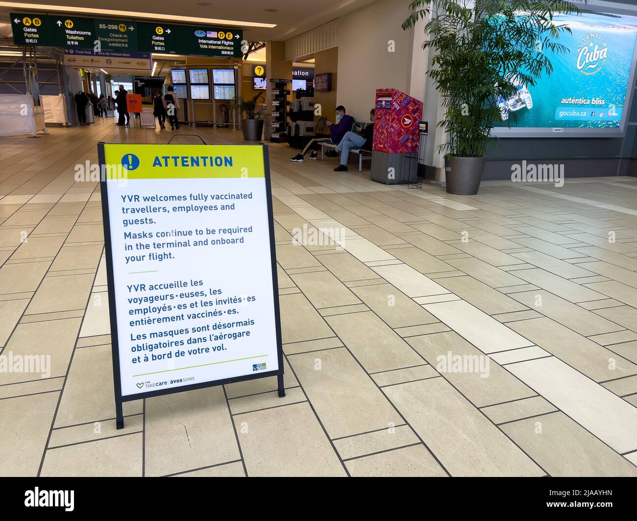 Vancouver, Canada - January 15,2022: View of sign YVR welcomes fully ...