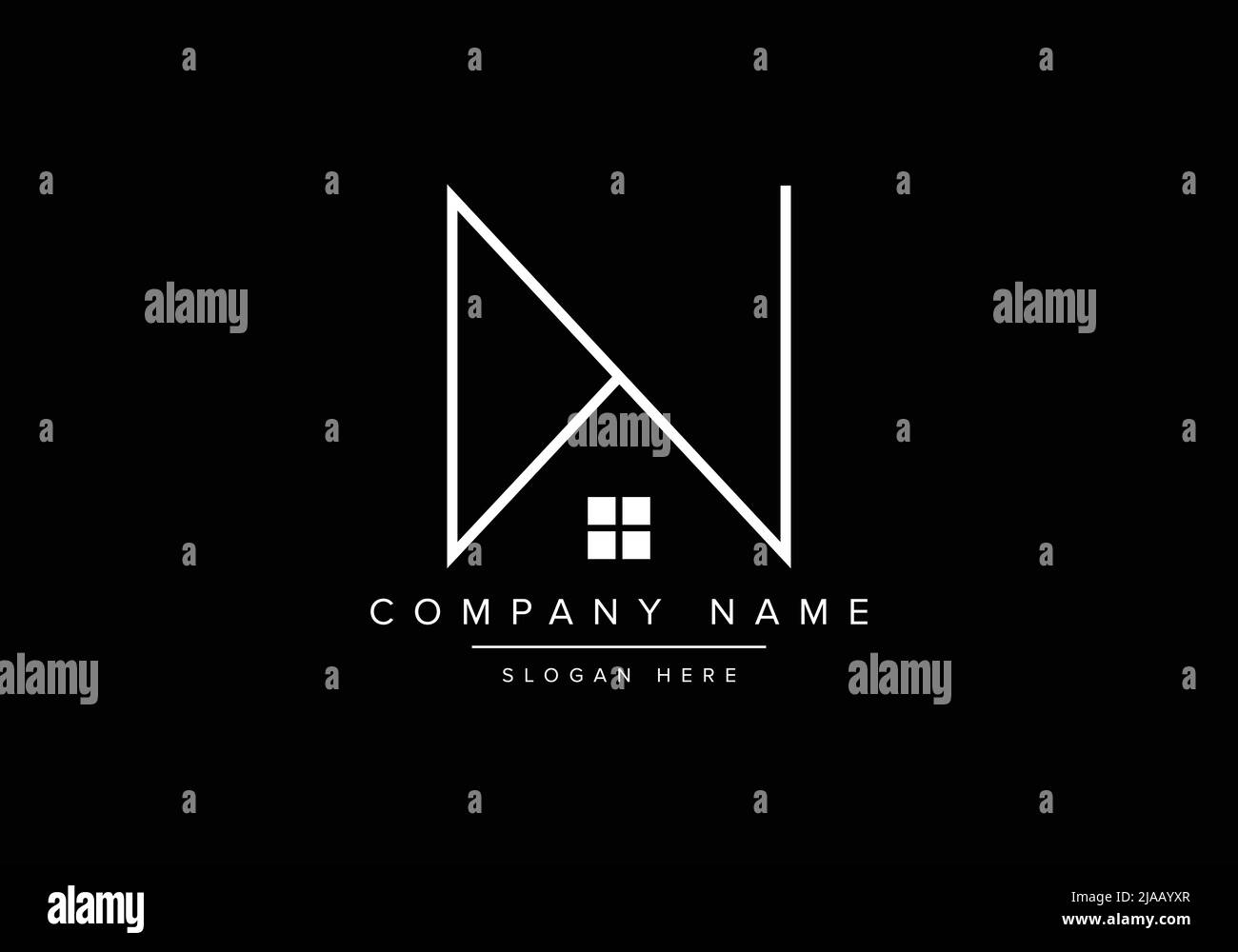 Alphabet letter icon logo N with a house or home. Real estate line art ...