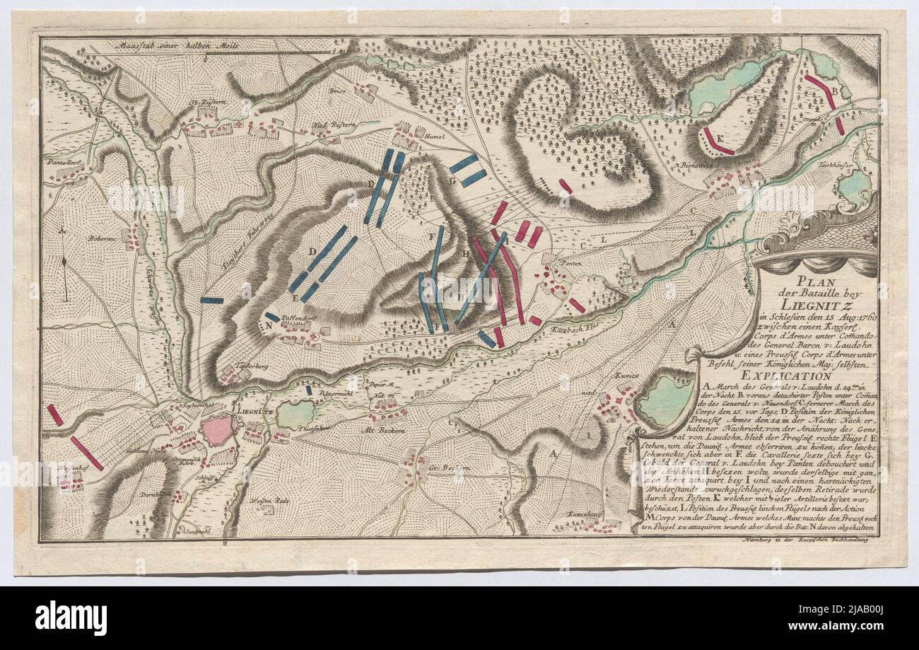 Plan of the Battle of Liegnitz on August 15, 1760. Rasp, publishing ...