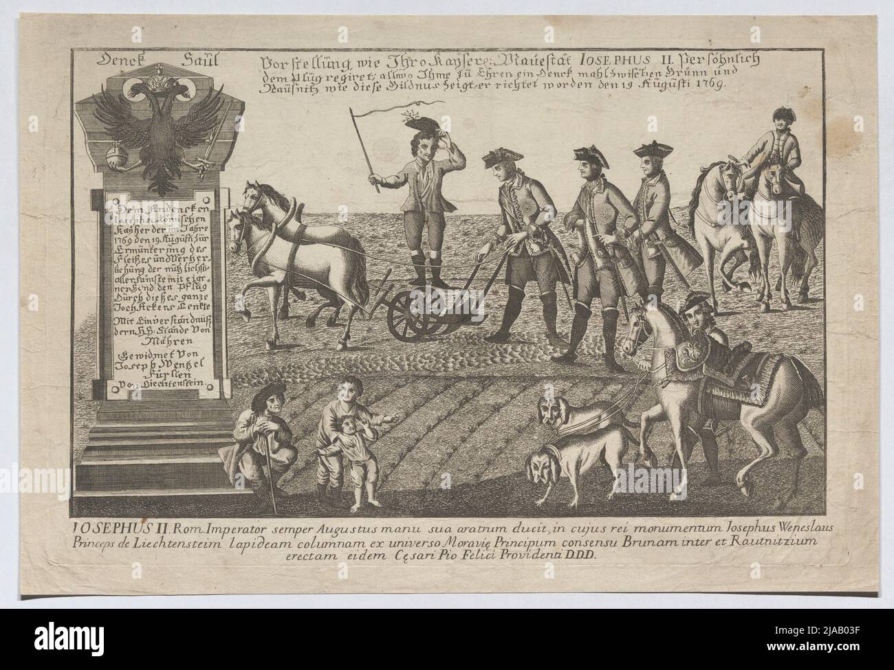 Emperor Joseph II leads the plow (on August 19, 1769) and illustration ...