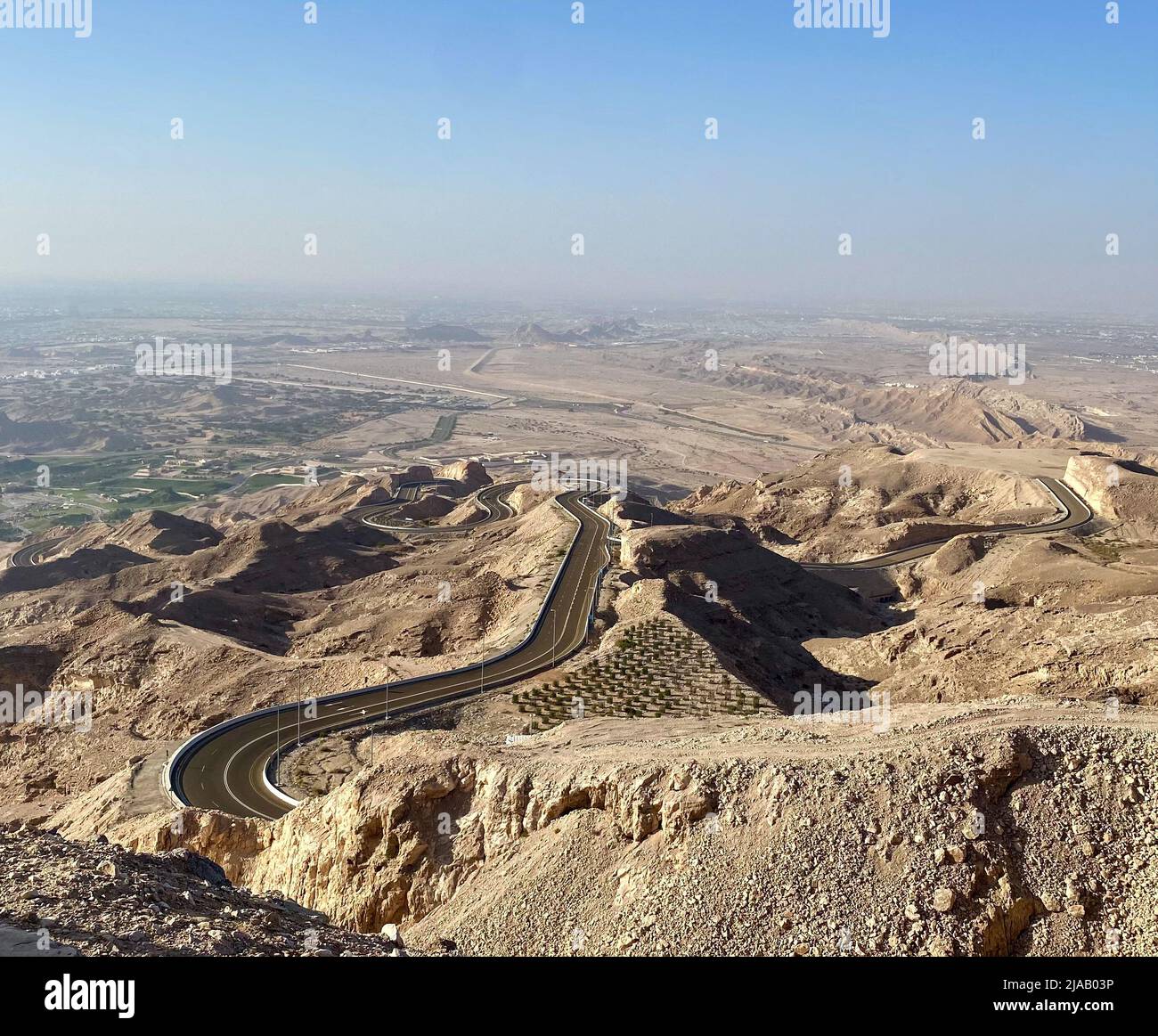 Viewpoint of twisted highway on Jebal Hafeet (aka Jebel Hafit) and ...