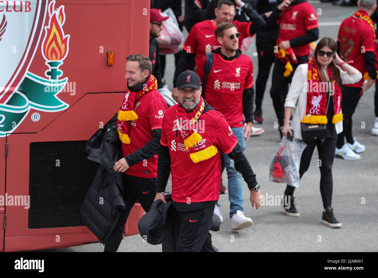 Jürgen Klopp manager of Liverpool arrives for the open top bus parade ...