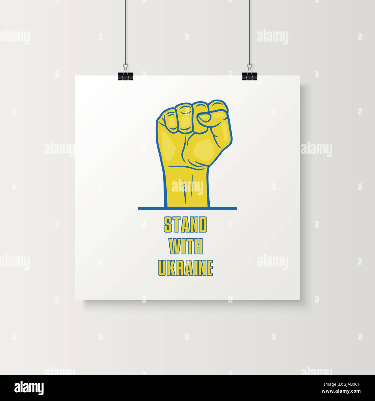 Stand with Ukraine. Raised Up Clenched Fist. Symbol of Struggle ...