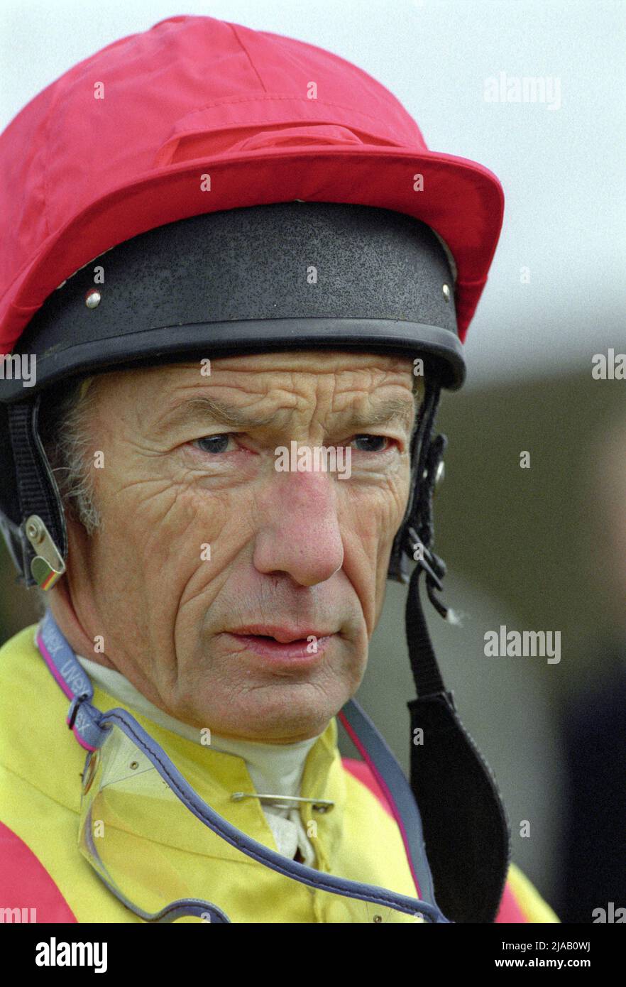 16 April 1992: Portrait of jockey Lester Piggott during the Craven ...