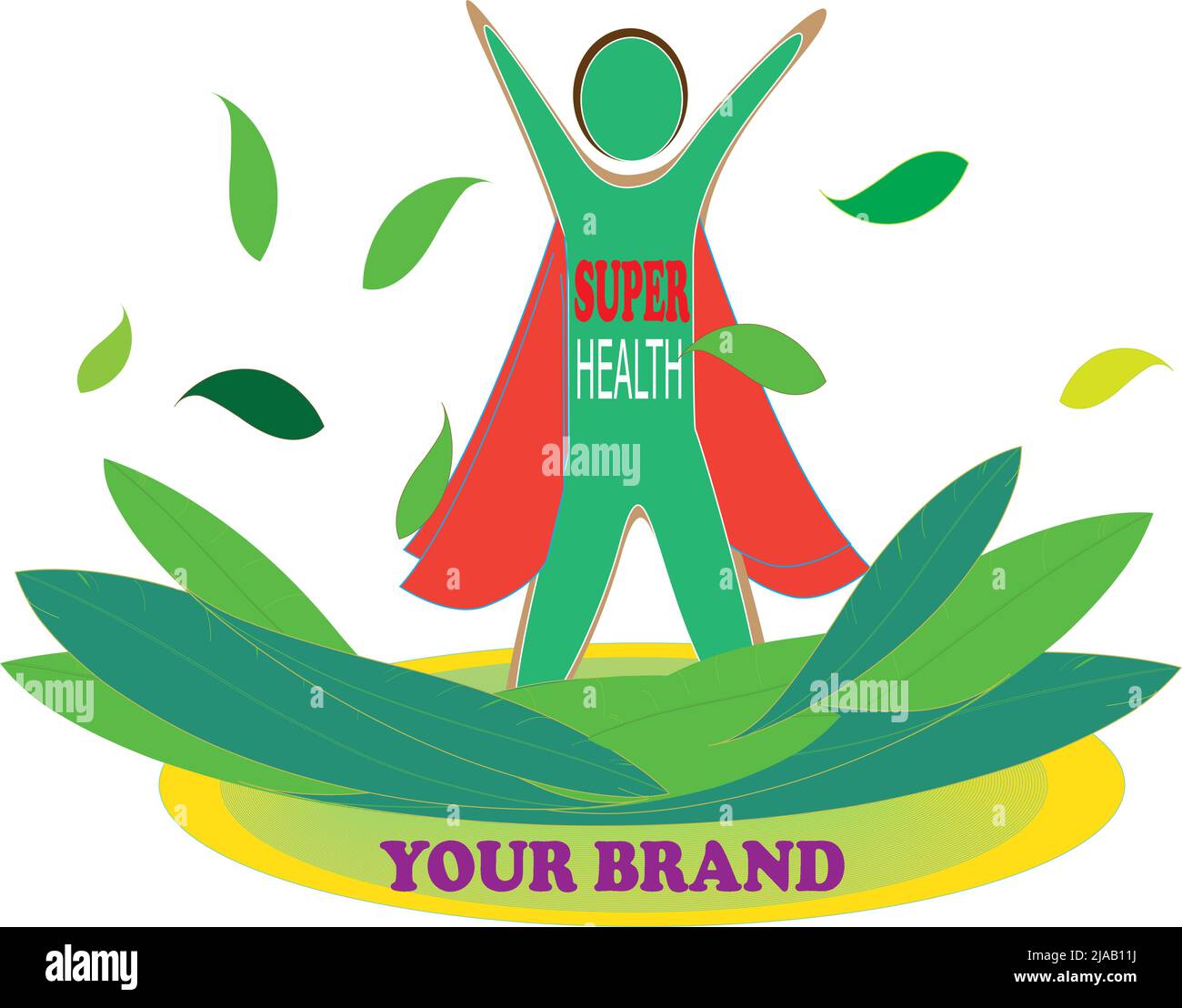 Child in Super health mode, standing Among Leaves. Health body make you ...