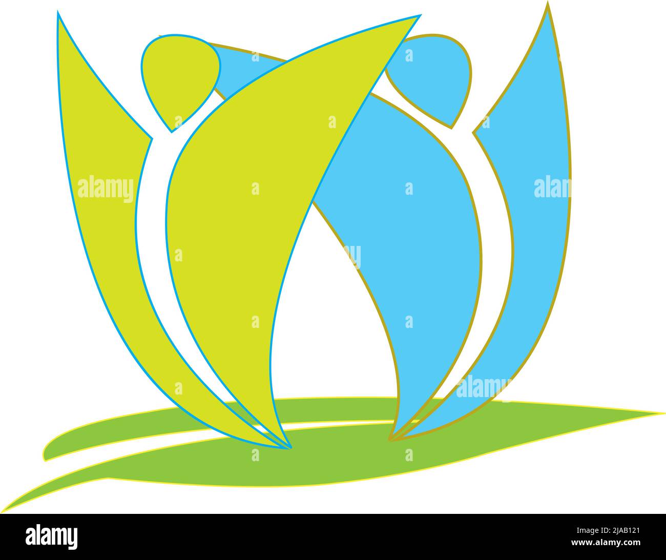 Standing together in Two as one. Yellow and Blue. New concept of ...