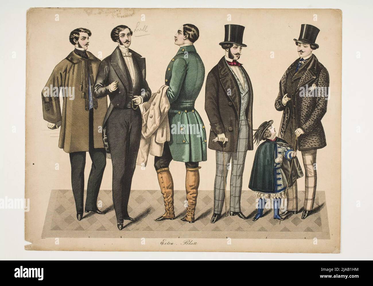 Fashion image: six figures, men's fashion. Unknown Stock Photo - Alamy