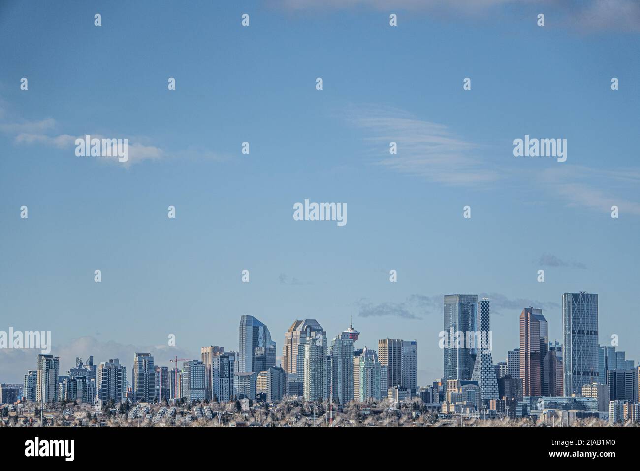 Calgary downtown financial district skyline under cloudy skies Stock ...