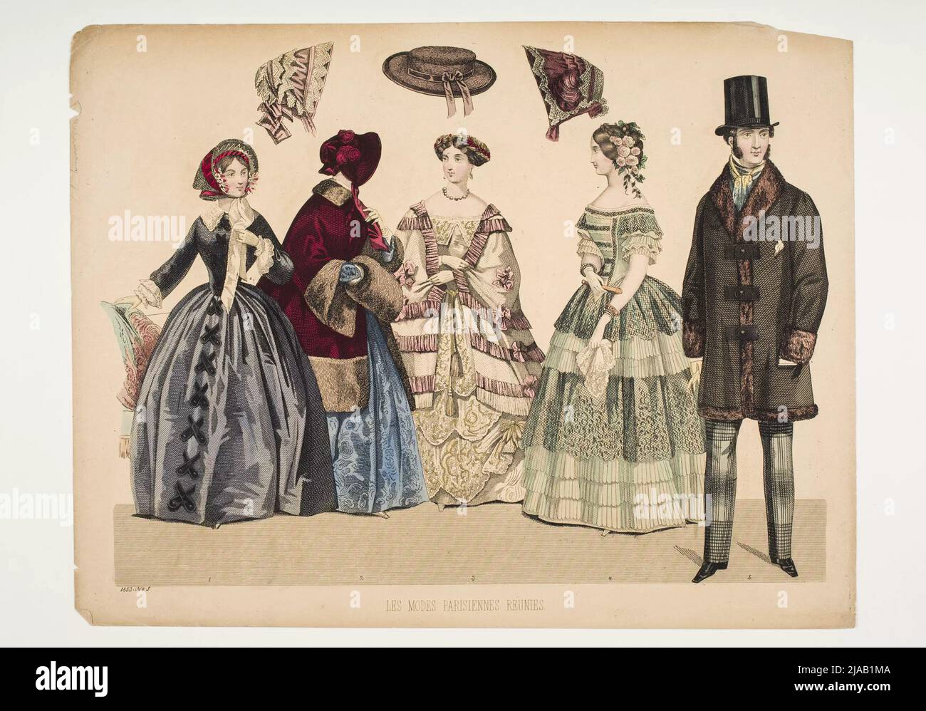 Fashion image: five figures, social clothes, overwear. Unknown Stock ...
