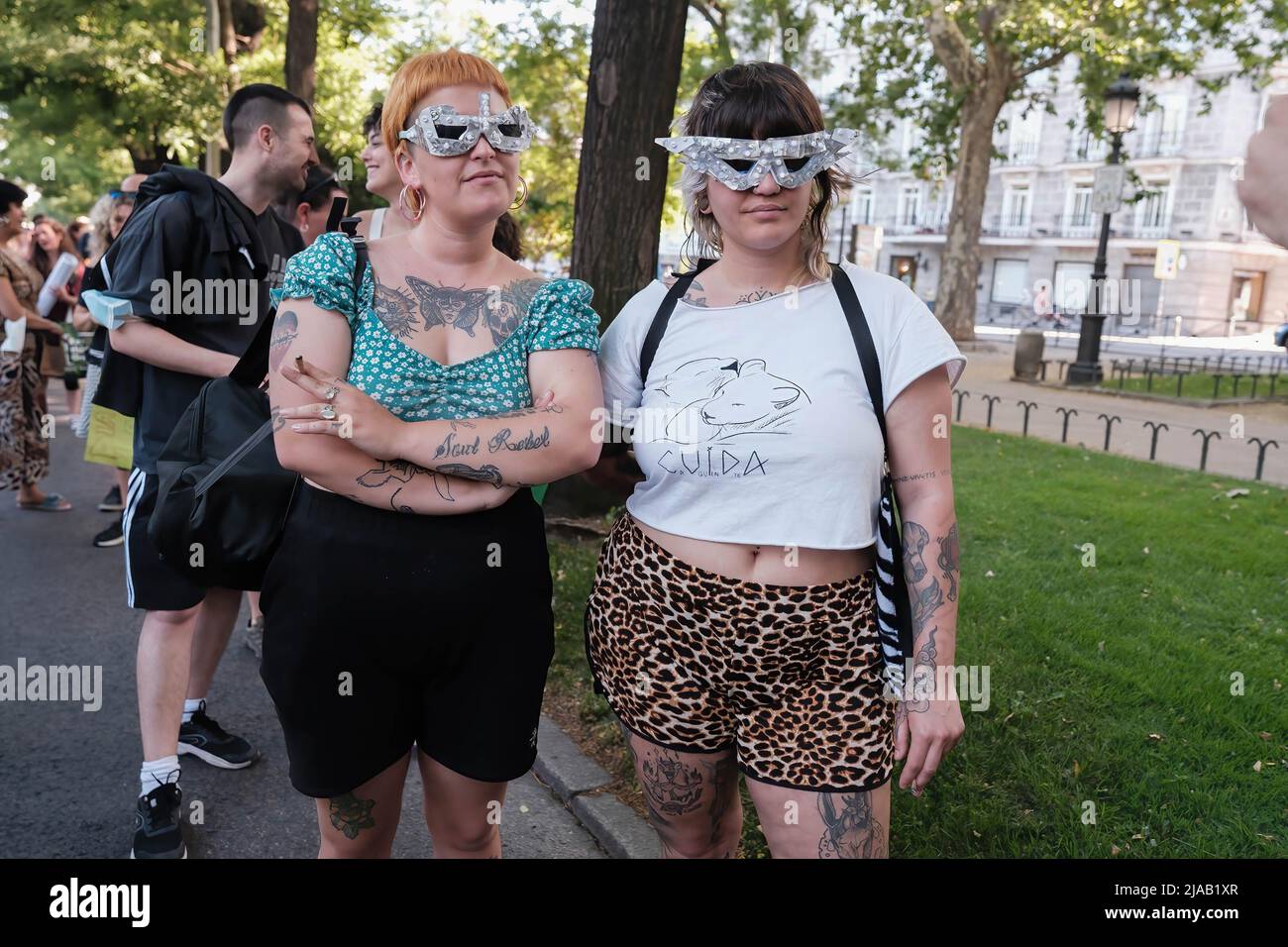 Women pose for a photo during the during the demonstration. The annual ...