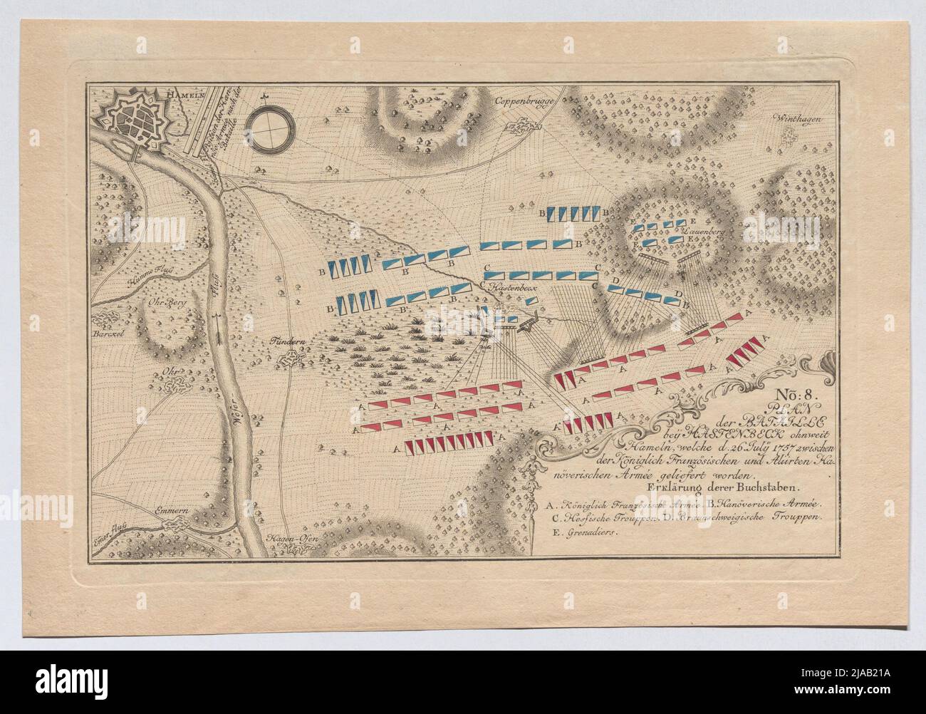 "No: 8 / Plan / The Bataille / Bey Hastenbeck ...". Plan of the Battle ...