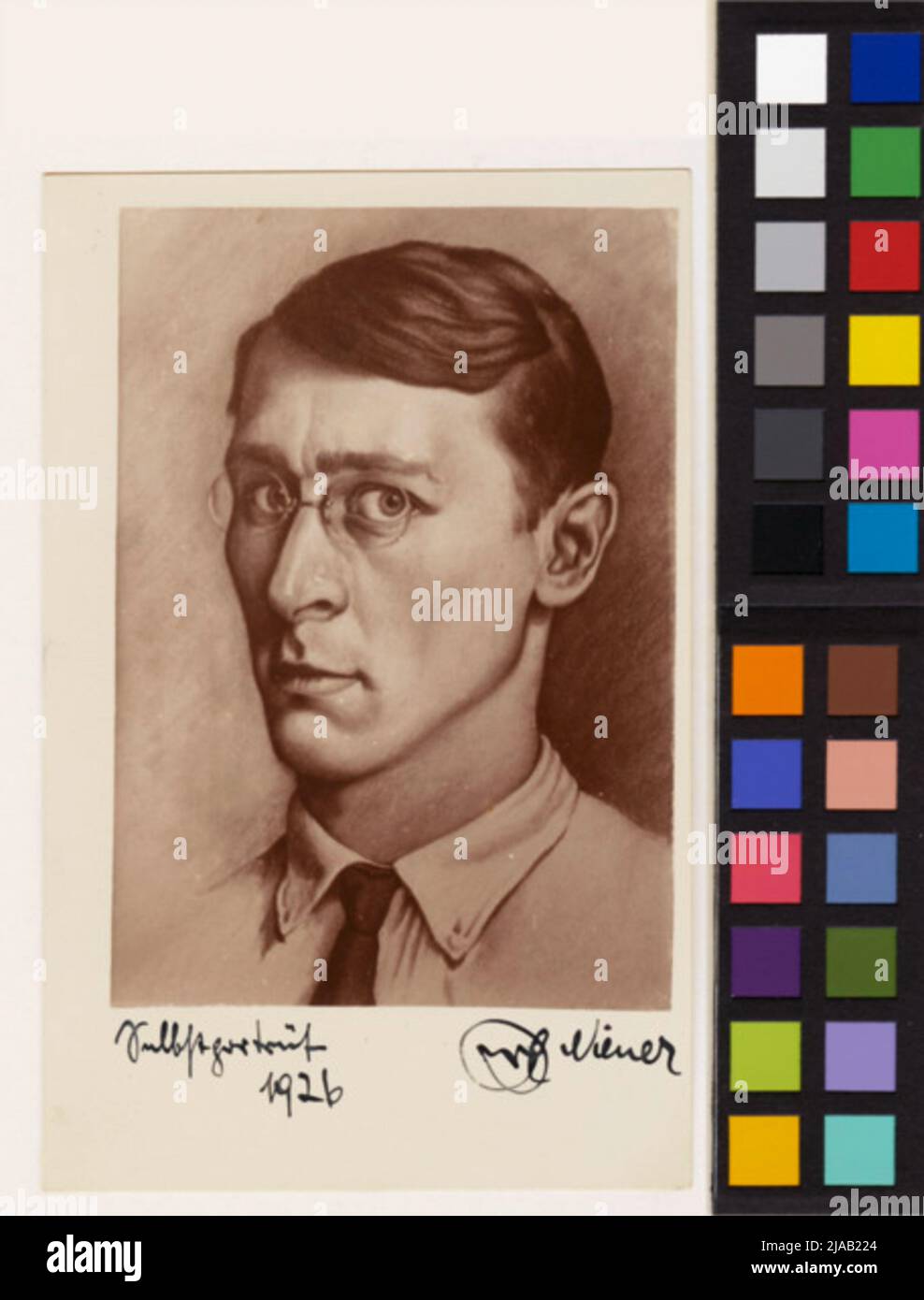 Photography of a graphic: self -portrait. Karl Wiener (1901-1949 ...