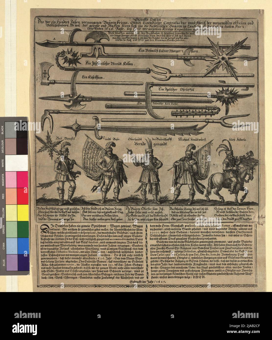 Illustration of the most common weapons and the leader from the peasant ...