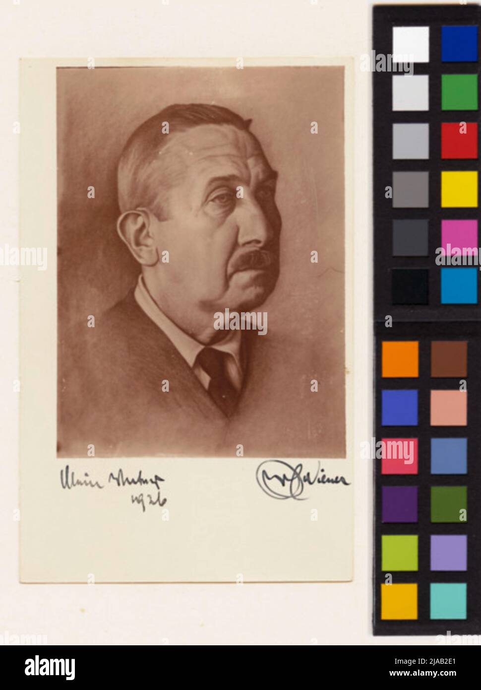 Photography after a chalk drawing: Portrait of the father. Karl Wiener ...
