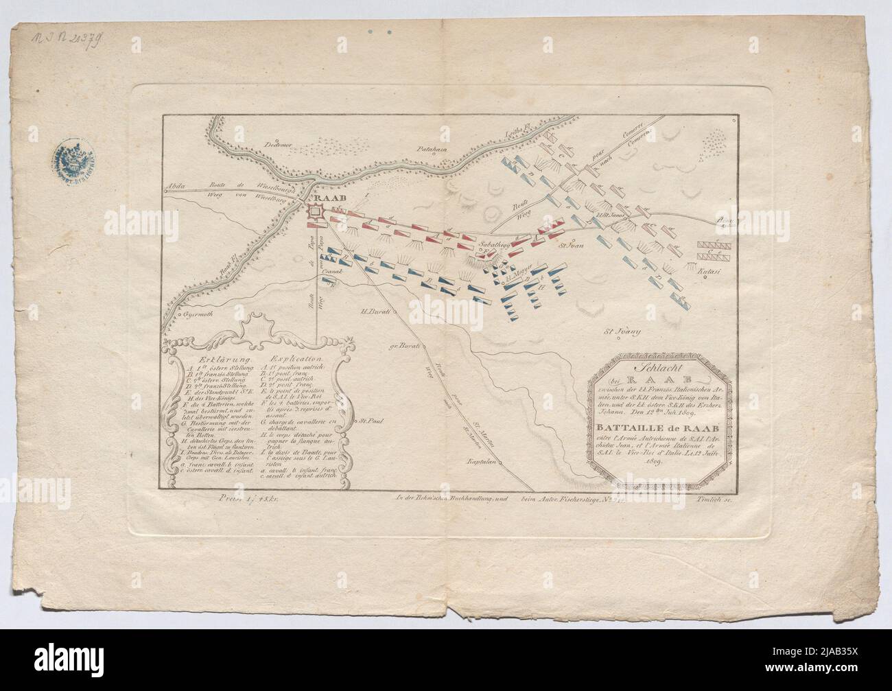 The Battle of Raab 1809. Karl Timlich, Copper Engraver Stock Photo - Alamy
