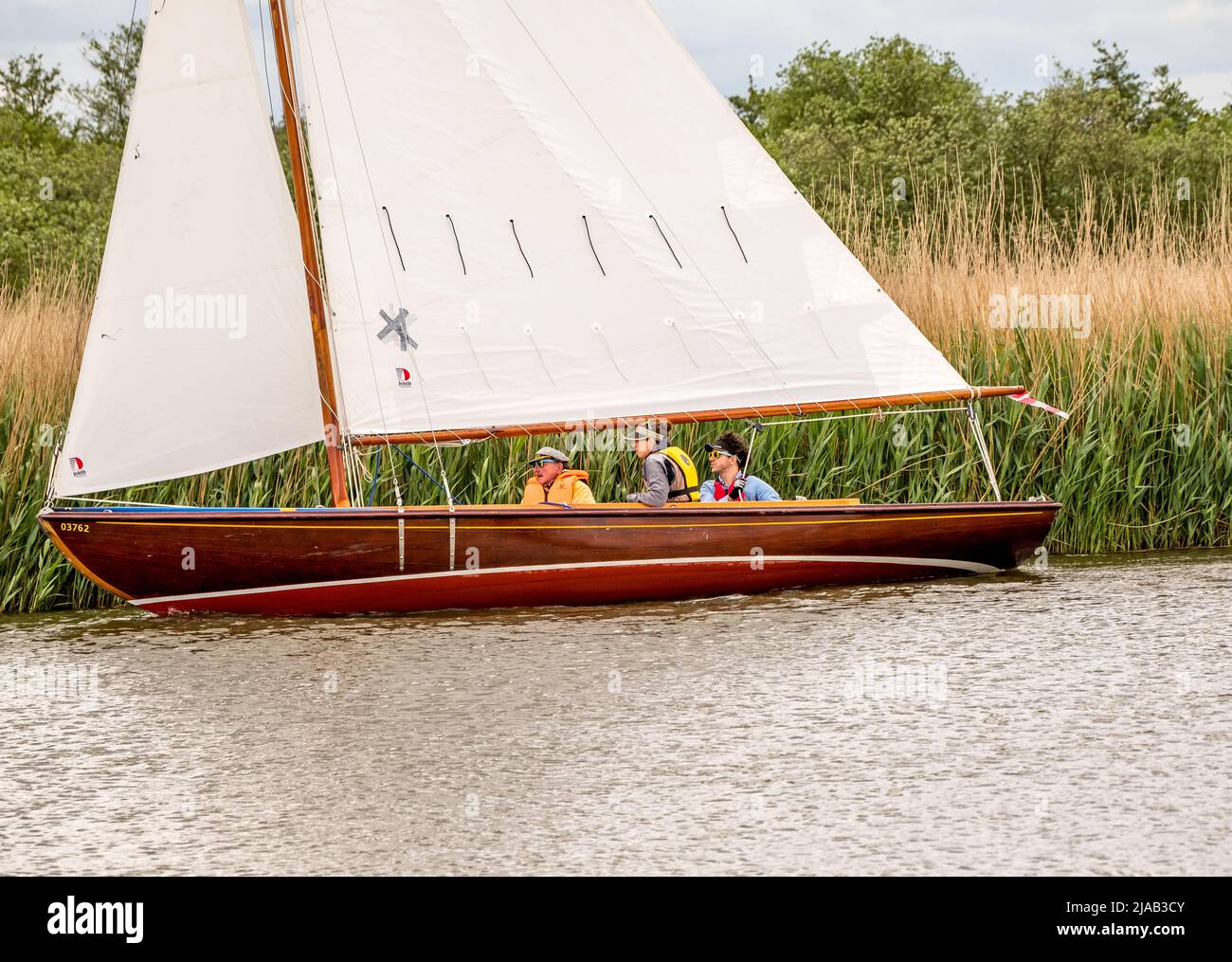 Horning, Norfolk, UK – May 28 2022. Traditional wooden sailing boat ...
