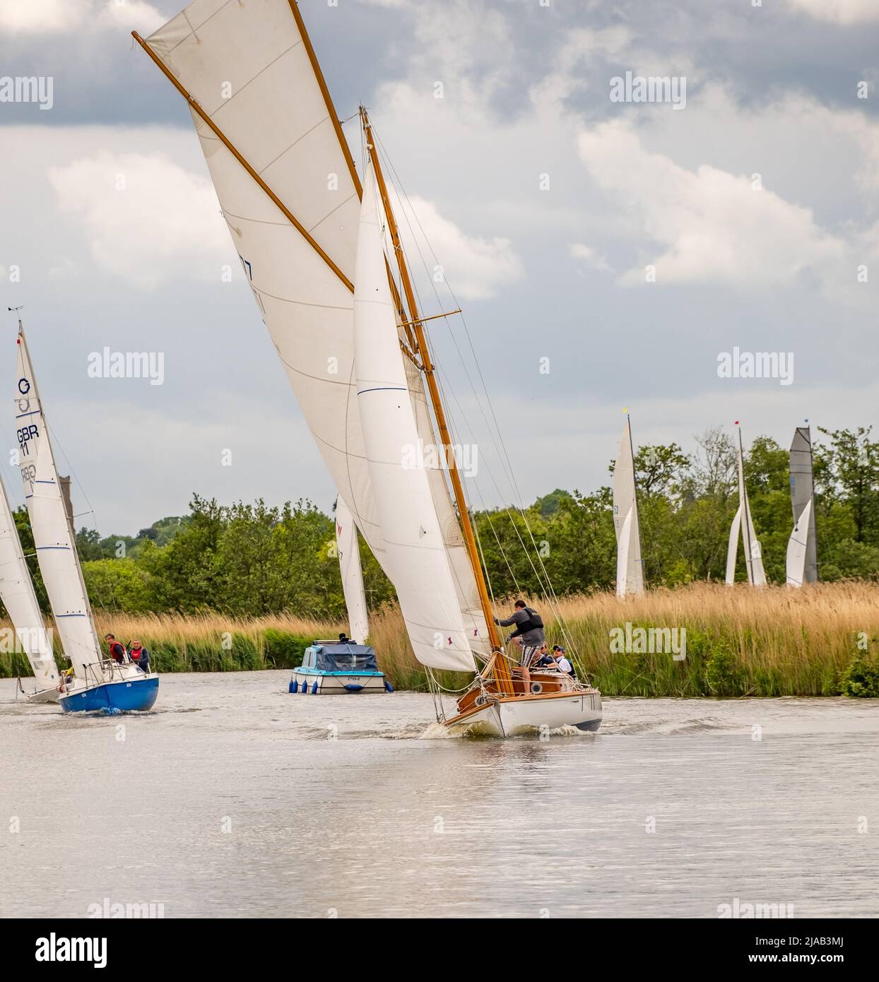 Horning, Norfolk, UK – May 28 2022. A traditional wooden sailing ...