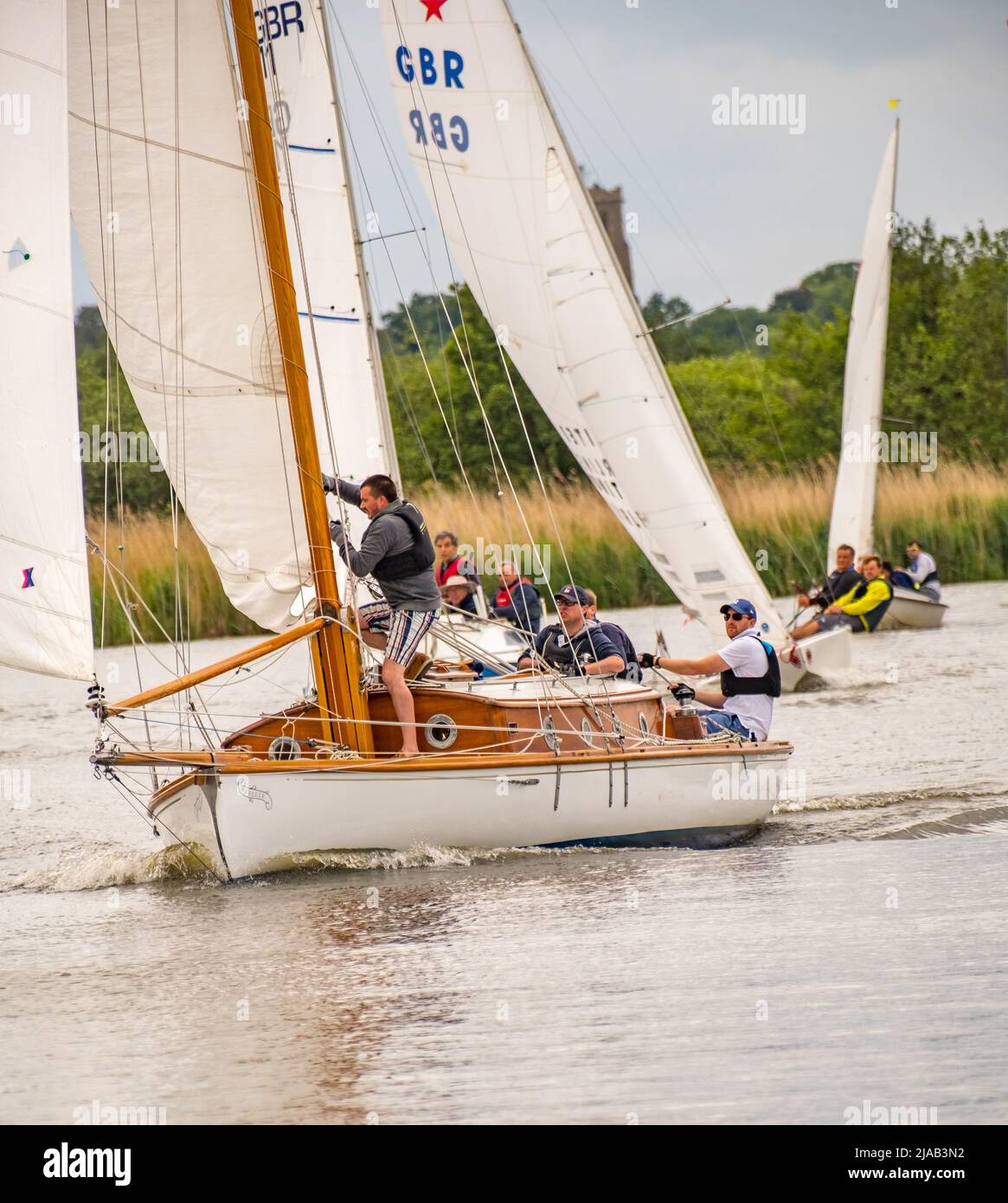 Horning, Norfolk, UK – May 28 2022. A traditional wooden sailing ...