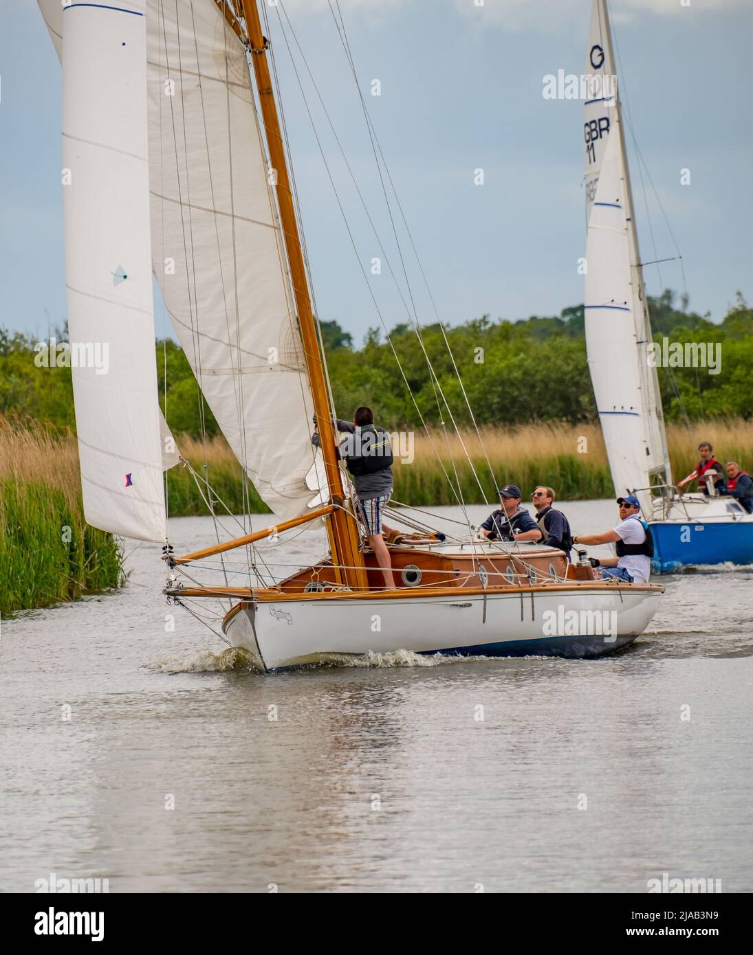 Horning, Norfolk, UK – May 28 2022. A traditional wooden sailing ...