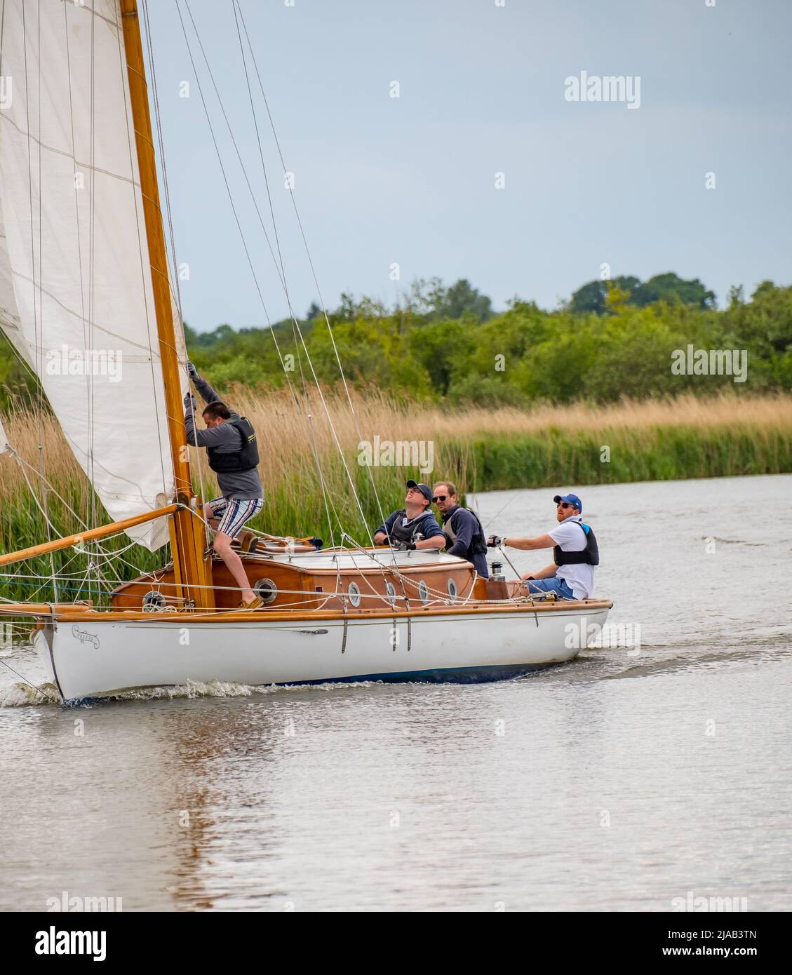 Horning, Norfolk, UK – May 28 2022. A traditional wooden sailing ...