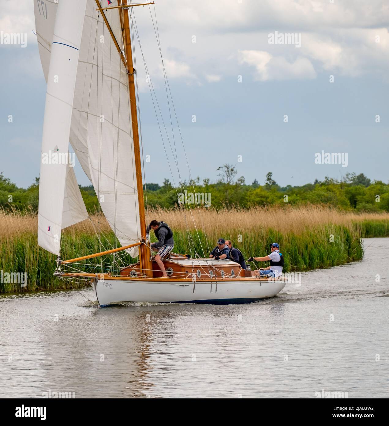 Horning, Norfolk, UK – May 28 2022. A traditional wooden sailing ...