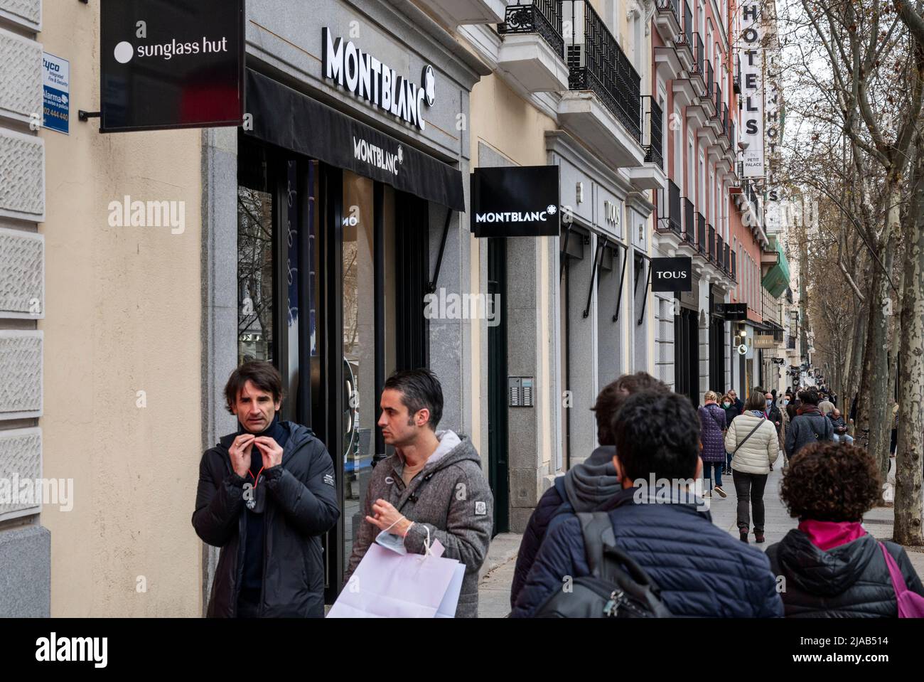 Pedestrians walk past the German manufacturer of luxury writing ...