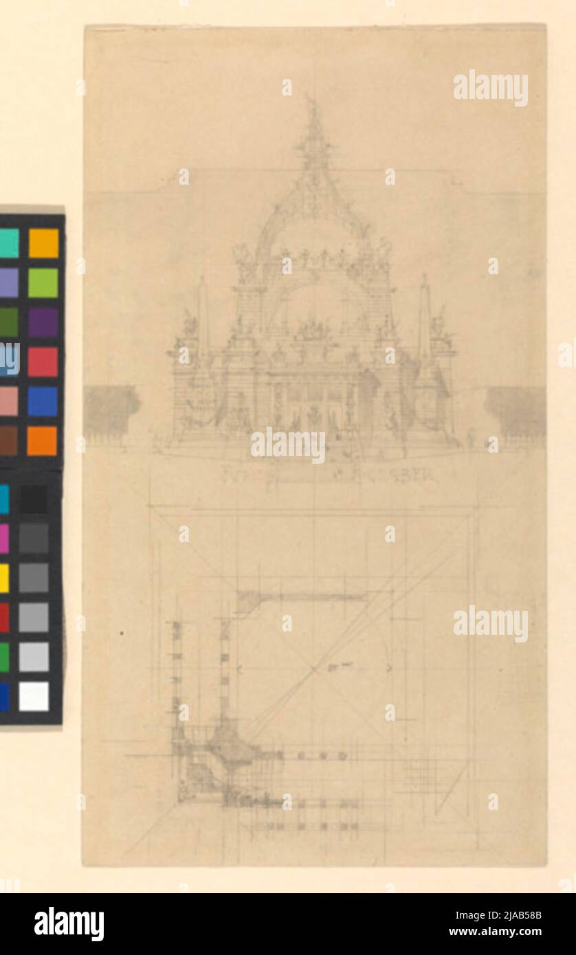 National monument and princely crypt in the Wienerwald, Riss and floor ...