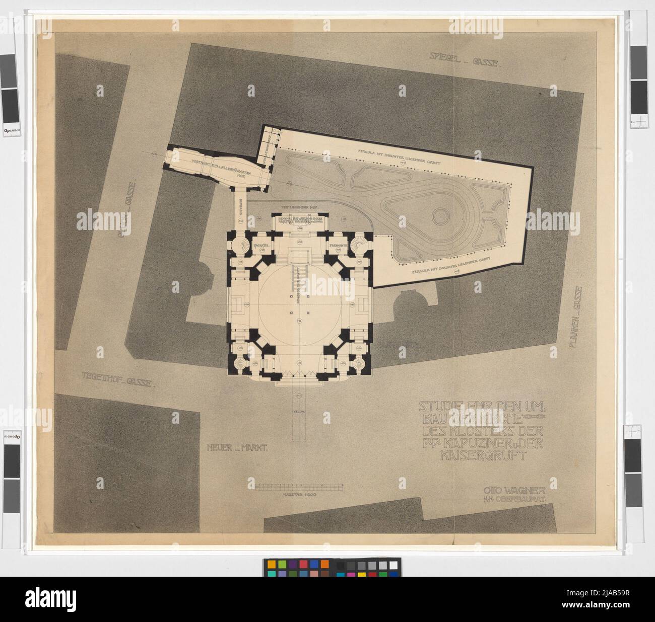 Capuchin church and imperial crypt, first project, situation plan. Otto ...