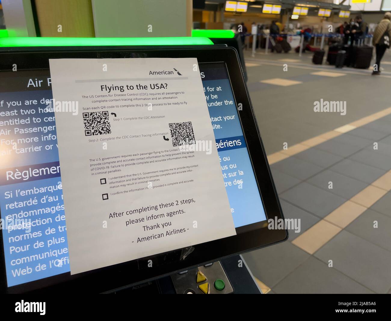 Vancouver, Canada - January 15,2022: View of sign by American Airlines ...