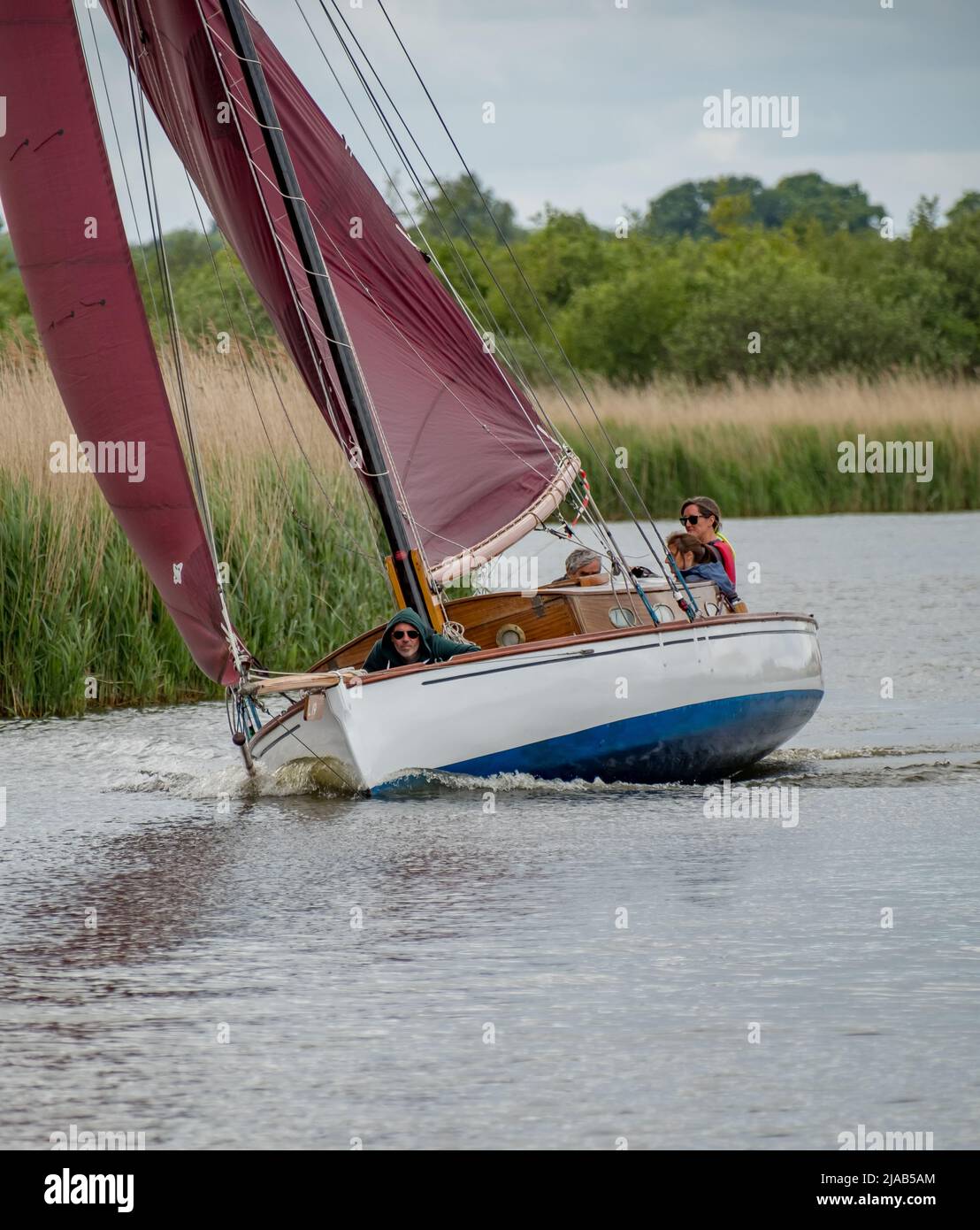 Horning, Norfolk, UK – May 28 2022. Pippa, a traditional river cruiser ...