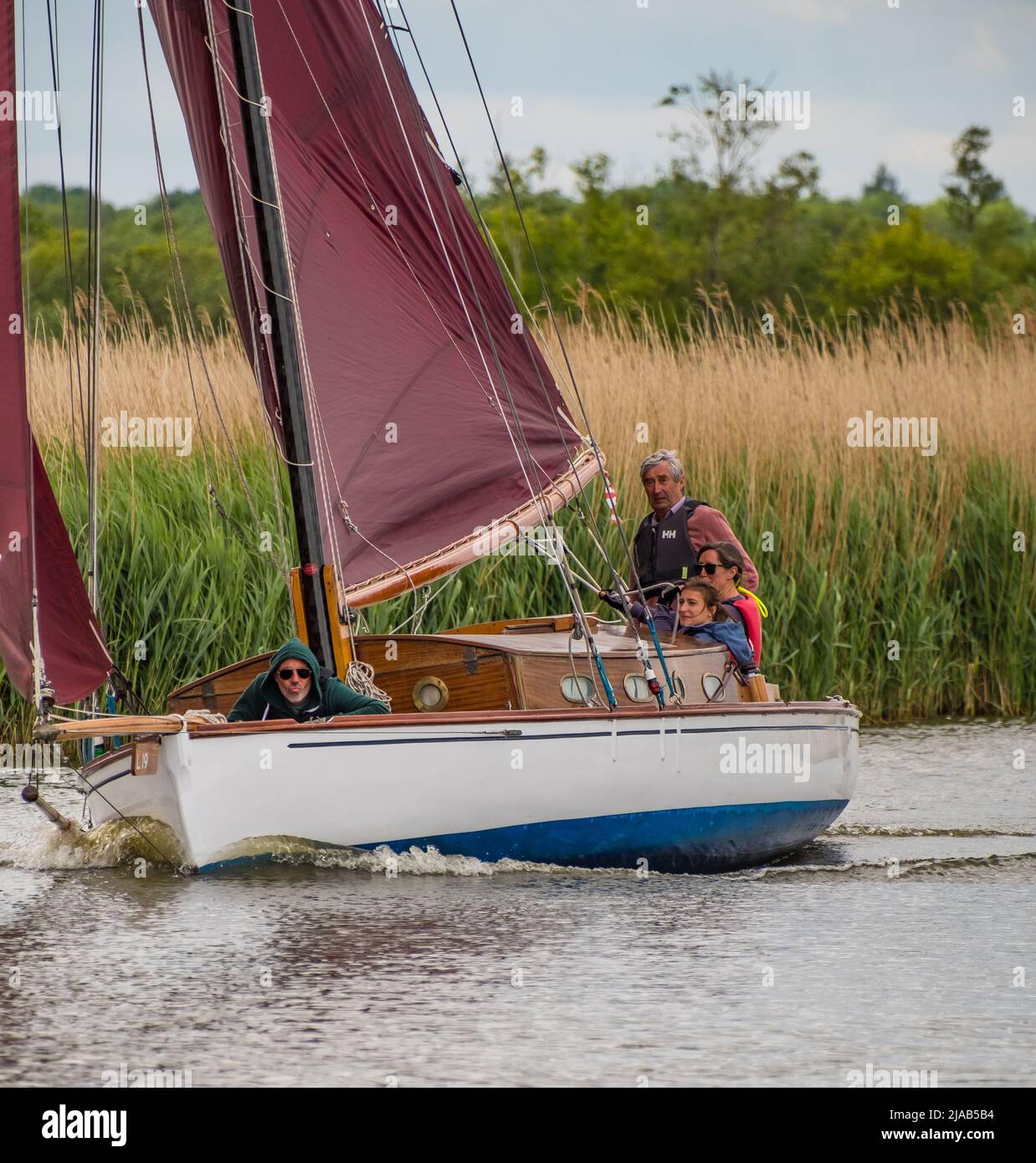 Horning, Norfolk, UK – May 28 2022. Pippa, a traditional river cruiser ...