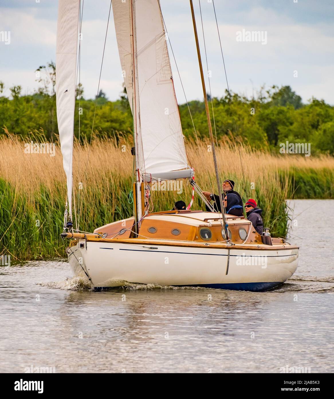 Horning, Norfolk, UK – May 28 2022. Traditional wooden river cruiser ...
